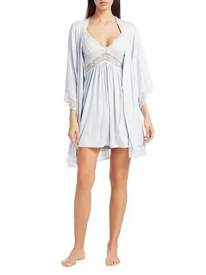 eberjey - Women's Colette Kimono Robe - Water Blue