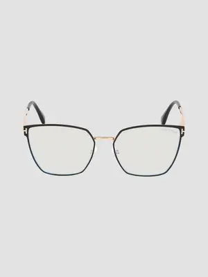 TOM FORD 56mm Angular Metal Blue Block Glasses