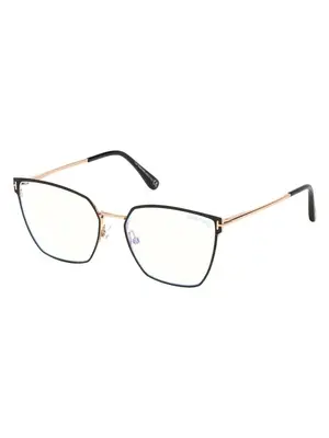 TOM FORD 56mm Angular Metal Blue Block Glasses