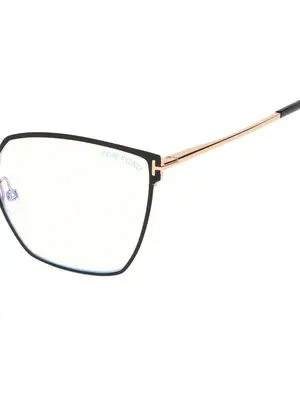 TOM FORD 56mm Angular Metal Blue Block Glasses