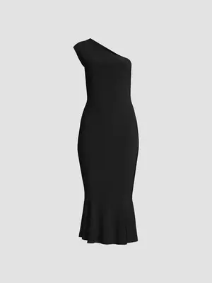 Norma Kamali One Shoulder Fishtail Dress