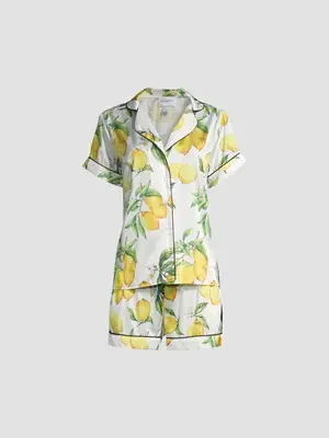 AVERIE Two-piece Citrus Print Short Pajama Set - White