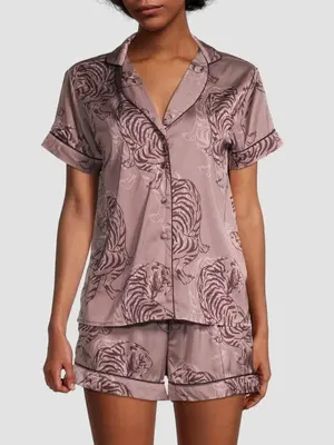 AVERIE Two-piece Tiger Sketch Shorts Pajama Set