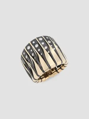 Vhernier Coucher Du Soleil 18k White Gold, Bronze & Diamond Tapered Ring - White Gold Bronzew