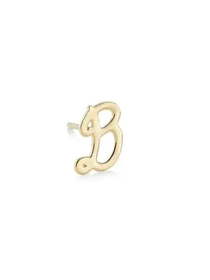 Lana Jewelry 14k Yellow Gold Cursive Initial Stud Earring Initial B
