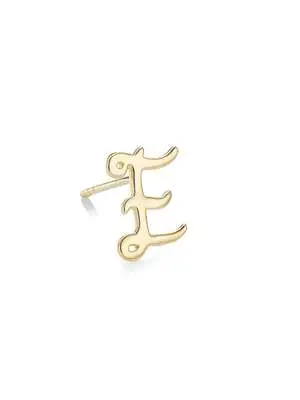 Lana Jewelry 14k Yellow Gold Cursive Initial Stud Earring Initial E