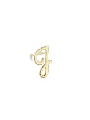 Lana Jewelry 14k Yellow Gold Cursive Initial Stud Earring Initial J