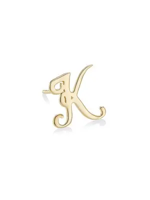 Lana Jewelry 14k Yellow Gold Cursive Initial Stud Earring Initial K