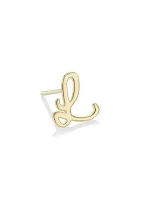 Lana Jewelry 14k Yellow Gold Cursive Initial Stud Earring Initial L
