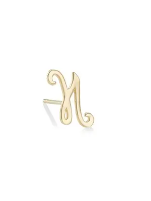 Lana Jewelry 14k Yellow Gold Cursive Initial Stud Earring Initial N