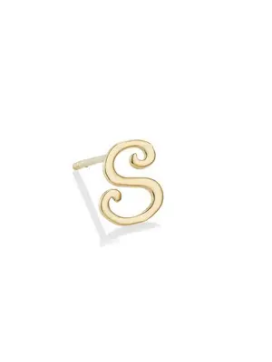 Lana Jewelry 14k Yellow Gold Cursive Initial Stud Earring Initial S