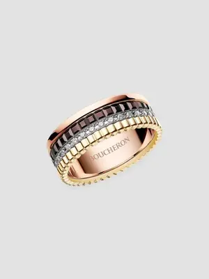 Boucheron Quatre Classique Tri-tone 18k 0.25 Tcw Diamond & Pvd Ring - Gold