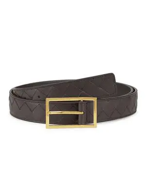 Bottega Veneta Intrecciato Leather Belt Oak