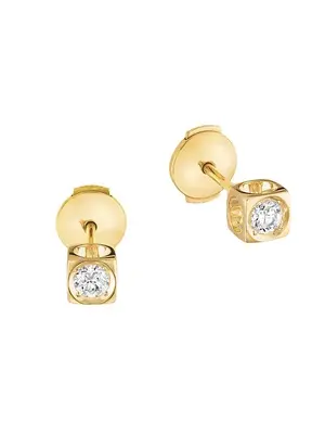 DINH VAN Le Cube Diamant 18k Yellow & Diamond Stud Earrings - Gold