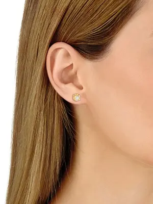 DINH VAN Le Cube Diamant 18k Yellow & Diamond Stud Earrings