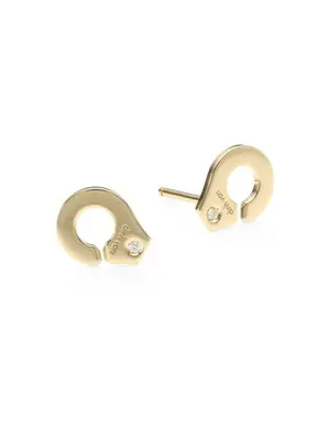 DINH VAN Ottes R7 18k Yellow & Diamond Handcuff Stud Earrings - Gold