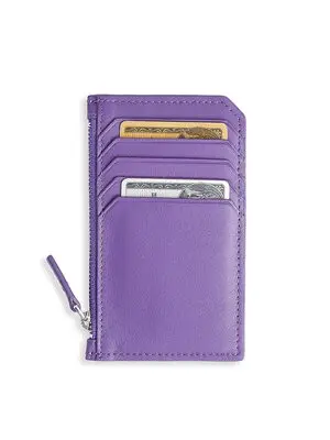 ROYCE NEW YORK ​zip Leather Card Wallet Purple