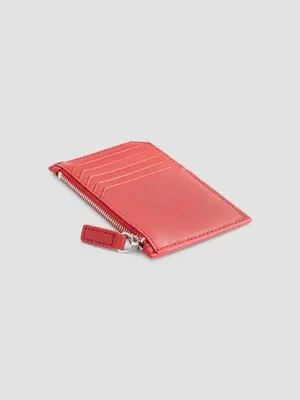 ROYCE NEW YORK ​zip Leather Card Wallet Red