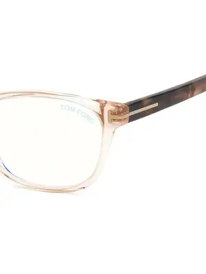 TOM FORD 50mm Square Blue Filter Eyeglasses - Shiny Pink