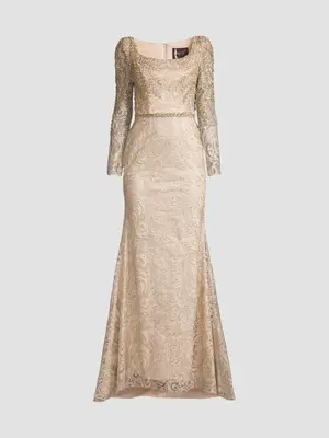 Mac Duggal Beaded Lace A-line Gown