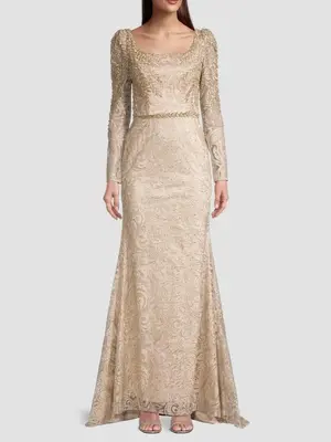Mac Duggal Beaded Lace A-line Gown
