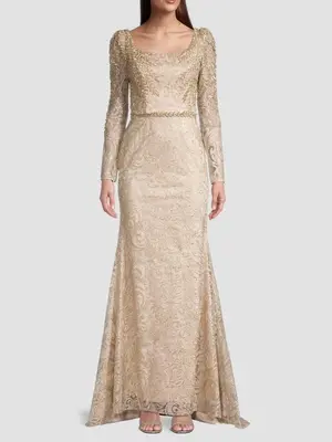 Mac Duggal Beaded Lace A-line Gown
