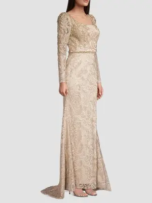 Mac Duggal Beaded Lace A-line Gown