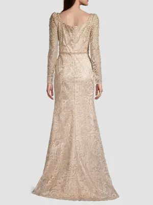 Mac Duggal Beaded Lace A-line Gown