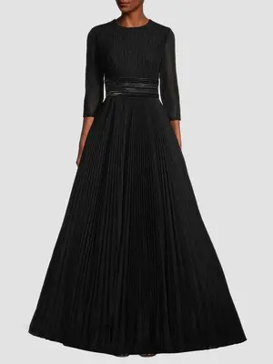 Mac Duggal Shimmering Pleated A-line Gown