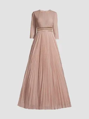 Mac Duggal Shimmering Pleated A-line Gown - Black