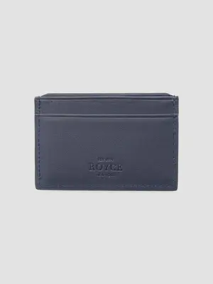 ROYCE NEW YORK Rfid-blocking Leather Card Case Navy Blue