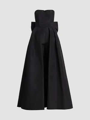Alexia Maria Convertible Bow-embellished Silk Faille Jumpsuit