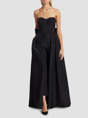 Alexia Maria Convertible Bow-embellished Silk Faille Jumpsuit