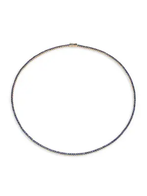ANITA KO Hepburn 18k & Blue Sapphire Tennis Necklace - Yellow Gold
