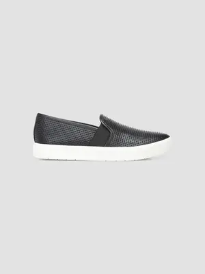 Vince Blair Perforated Leather Slip-on Sneakers - Black