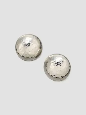 Ippolita Classico Sterling Hammered Button Clip-on Earrings - Silver