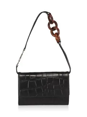 Brother Vellies Women's Lijadu Croc-Embossed Leather Shoulder Bag - Midnight - Midnight