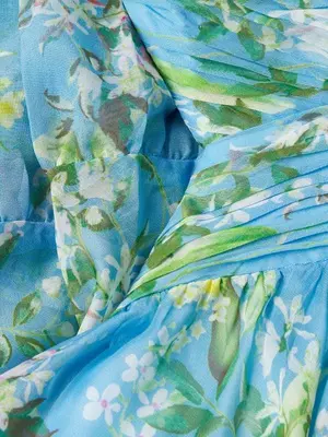 Mac Duggal Ieena Floral Chiffon Gown - Blue Multi