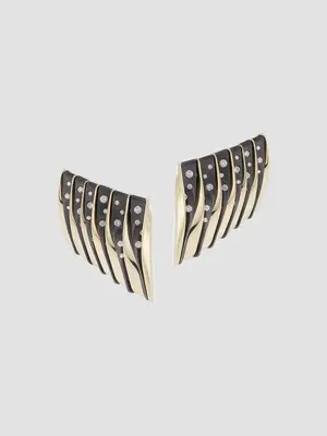 Vhernier Coucher De Soleil 18k Bronze & White Diamond Earclips - White Gold
