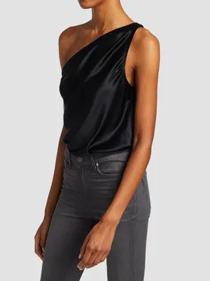 Cami Nyc Darby One-shoulder Silk Bodysuit - Black