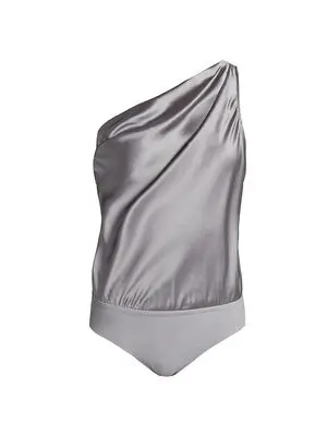 Cami Nyc Darby One-shoulder Silk Bodysuit Quill