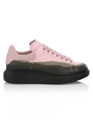 Alexander McQueen Oversized Dip-Dye Leather Sneakers - Pink Black