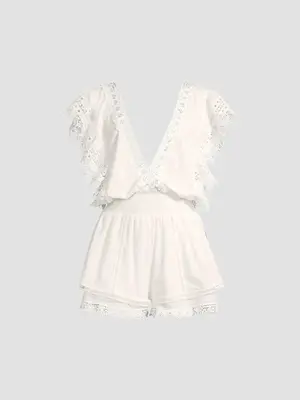Peixoto Raja Lace-trimmed Romper - White