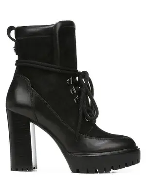 Veronica Beard Women's Hasia Black Leather Platform Booties - Black - Size 7.5 - Black  - Black