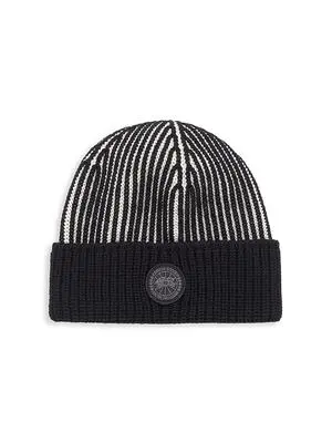 Canada Goose Arctic Disc Wool Beanie Black Cotton