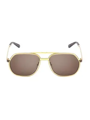 Gucci Men's Seasonal Icon 60M Pilot Sunglasses - Gold - Gold