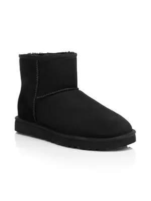 UGG Classic Heritage Suede & Shearling Classic Mini Bomber Boots - Black