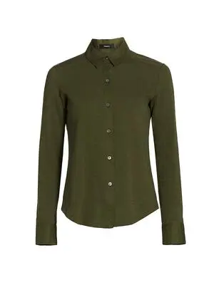 Theory Riduro Organic Cotton Shirt Clover