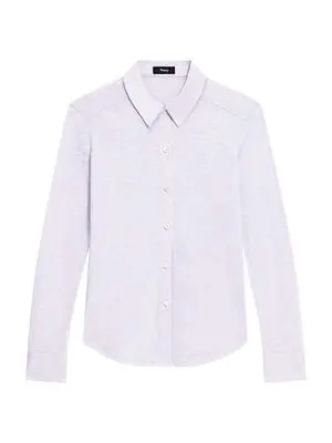 Theory Riduro Organic Cotton Shirt Soft Iris