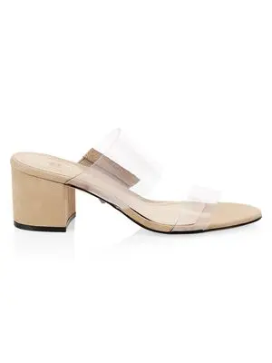 Schutz Victorie Vinyl & Suede Mules - Tan